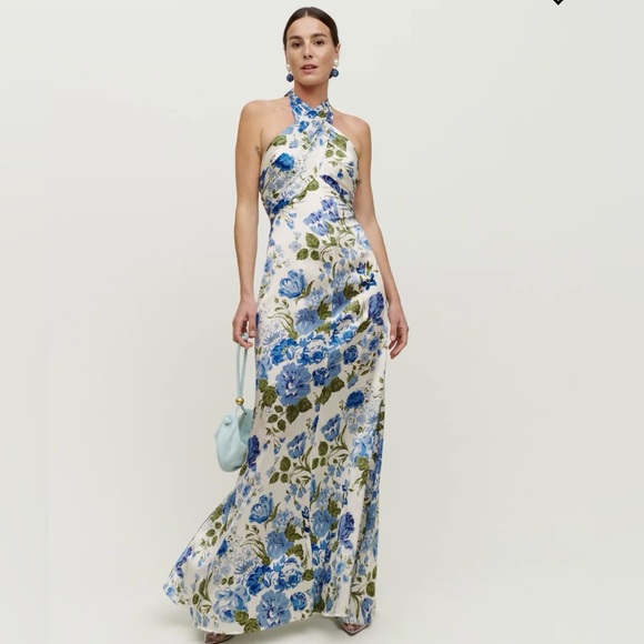Reformation | Dresses | Nwt Reformation Veria Silk Dress In Lucca Blue ...